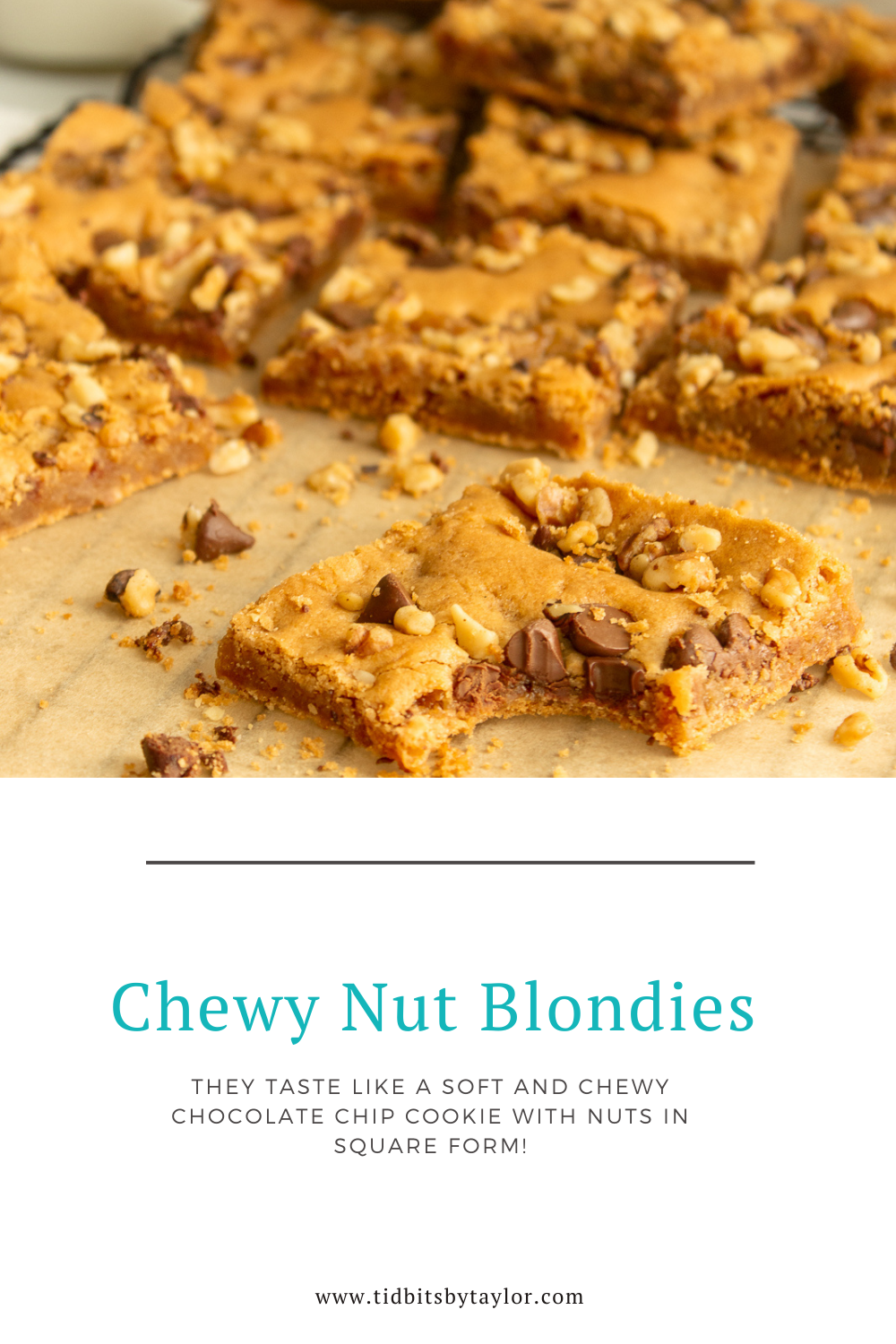 Chewy Nut Blondies - Tidbits by Taylor